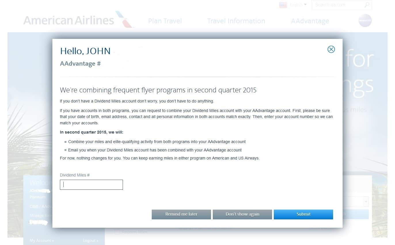 It's Time to Match Your US Airways Dividend Miles with Your American ...